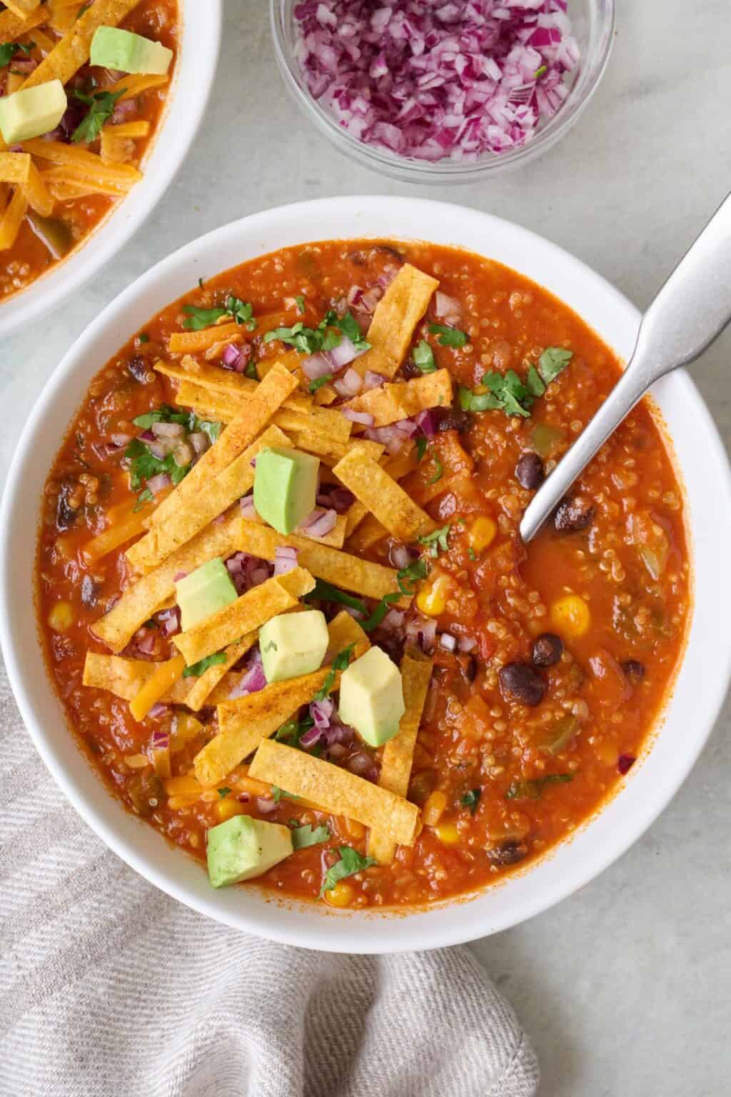 Vegetarian Tortilla Soup {Easy Recipe!}