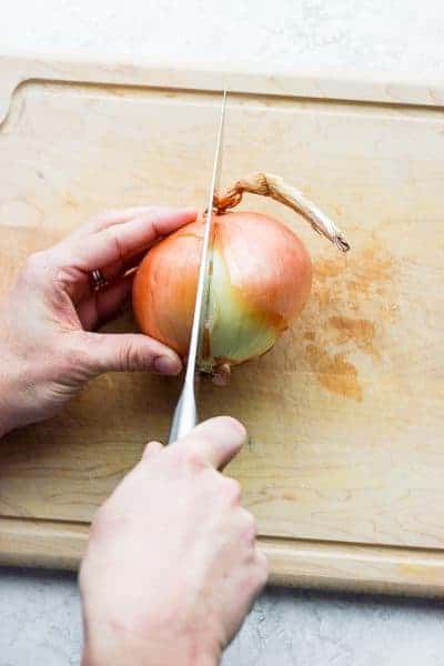 How to Cut an Onion {Step-by-Step Tutorial} - Feel Good Foodie