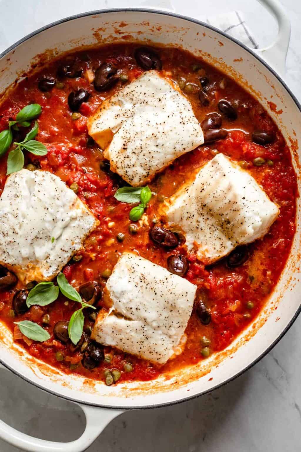 Poached Fish in Garlic Tomato Sauce - Feel Good Foodie