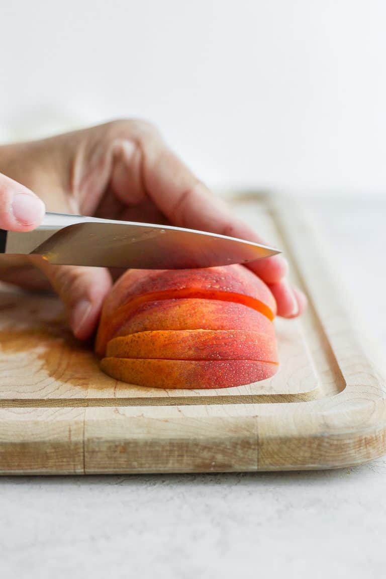 How to Cut a Peach [Step-by-Step Tutorial} - Feel Good Foodie
