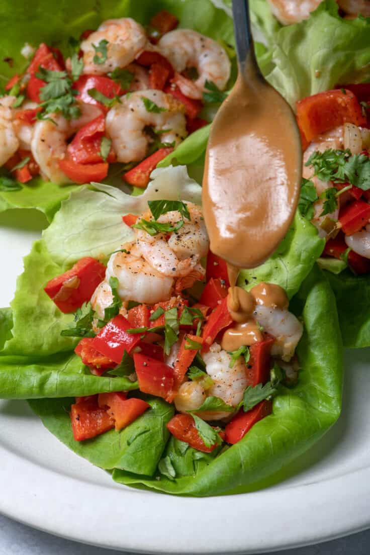 Shrimp Lettuce Wrap Recipe {With Thai Peanut Sauce}