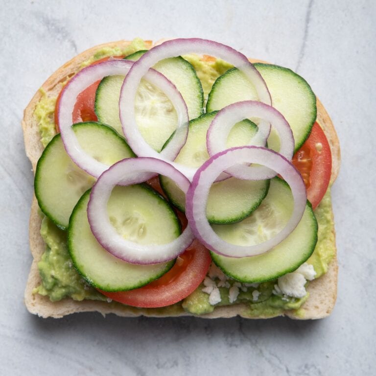 Avocado Sandwich Recipe with Tomatoes, Cucumbers & Red Onions