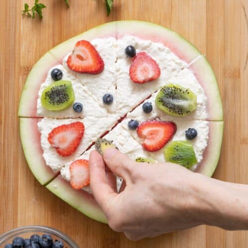 Watermelon Pizza Recipe with Fruit Topping