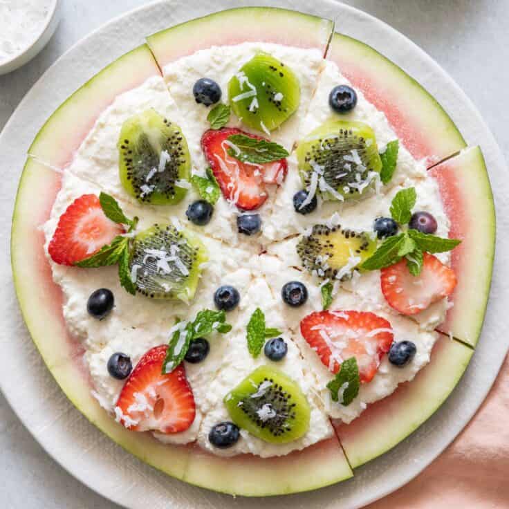 Watermelon Pizza Recipe with Fruit Topping