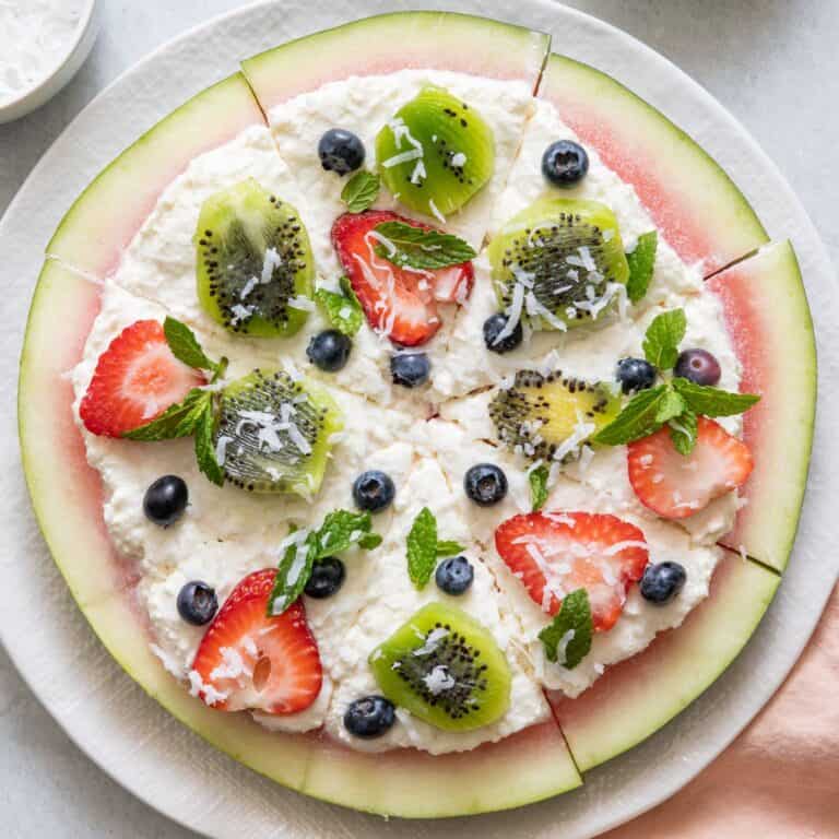 Watermelon Pizza Recipe with Fruit Topping