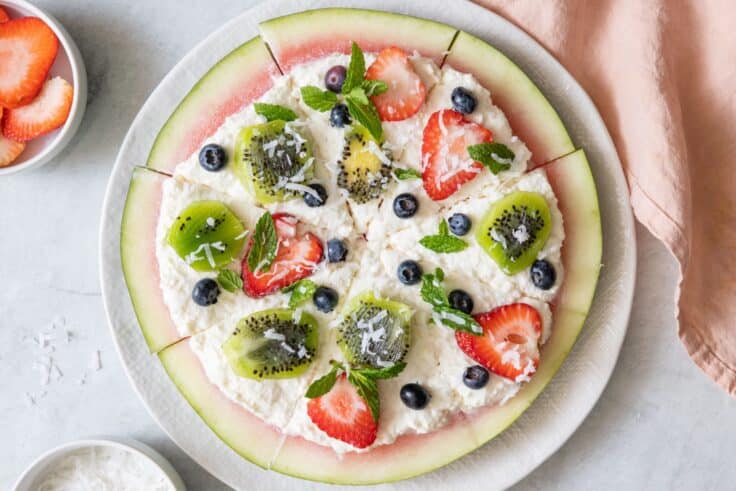 Watermelon Pizza Recipe with Fruit Topping