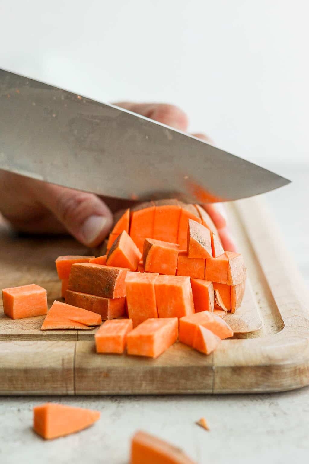 How to Cut Sweet Potatoes {Cubes, Sticks & More!} - Feel Good Foodie