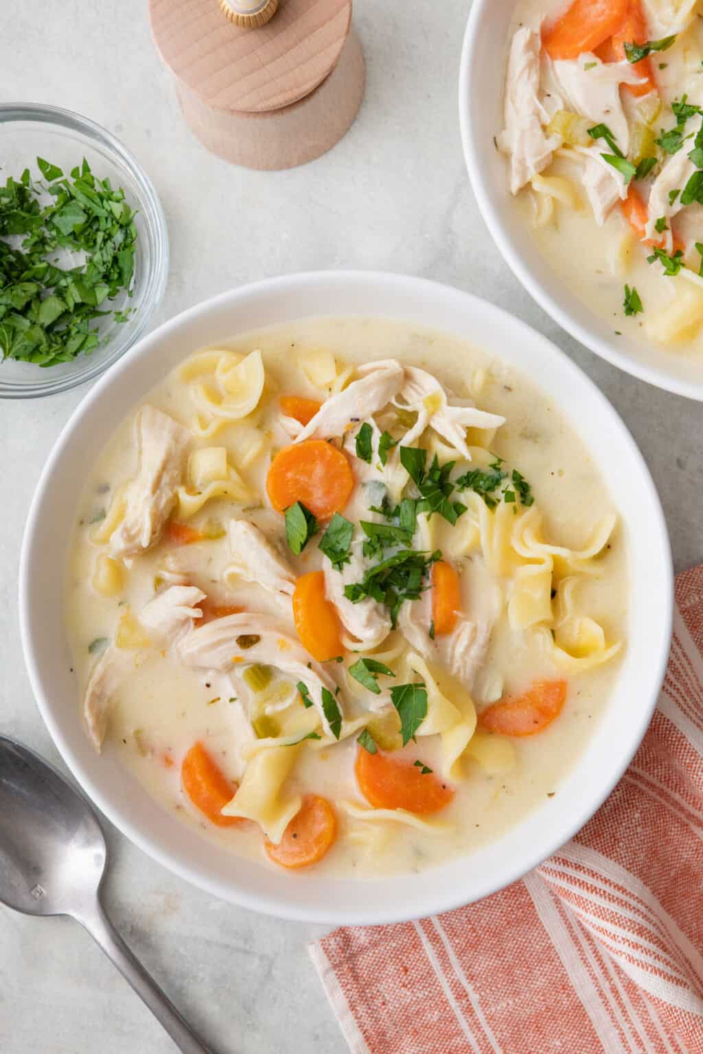 Easy Creamy Chicken Noodle Soup One Pot Recipe