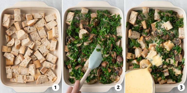 Cheesy Breakfast Egg Strata {Kale & Mushrooms} - Feel Good Foodie