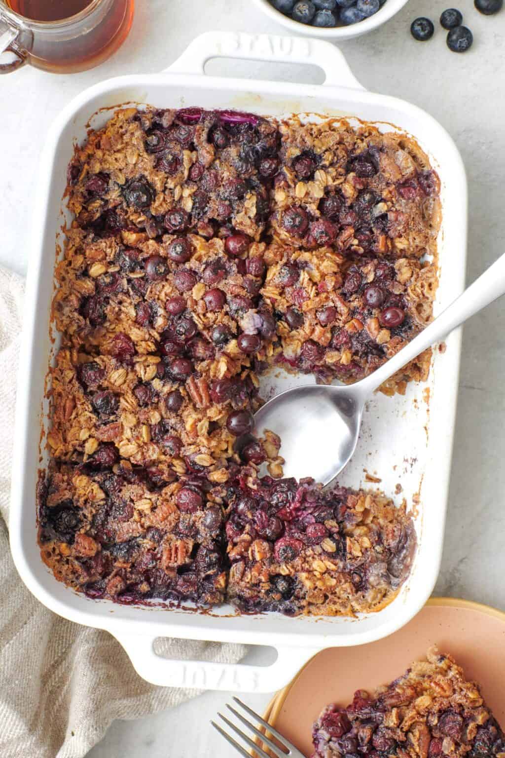 Easy Blueberry Baked Oatmeal Mix and Bake in One Pan