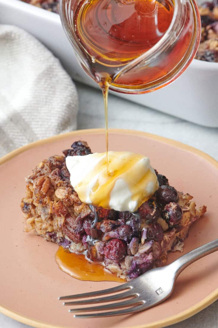 Easy Blueberry Baked Oatmeal Mix and Bake in One Pan