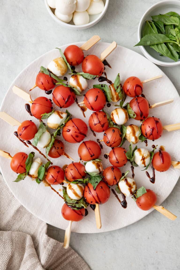 Easy Caprese Skewer Recipe With Fresh Mozzarella