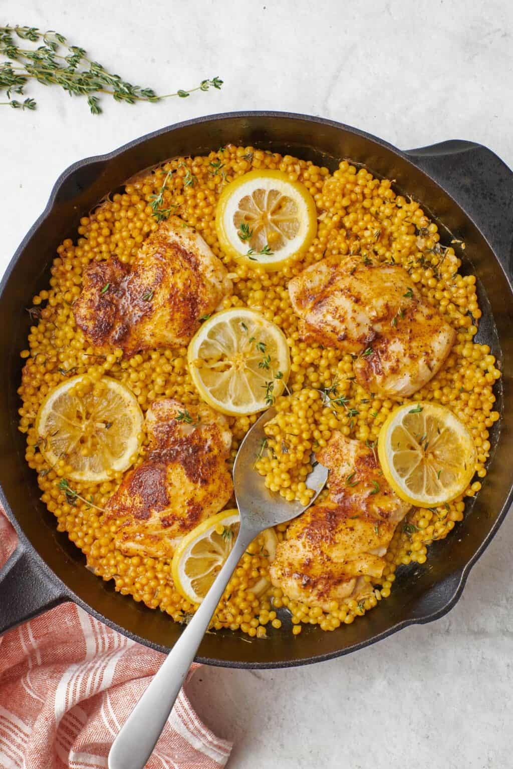 Easy Couscous & Chicken Recipe {One Skillet!} - Feel Good Foodie