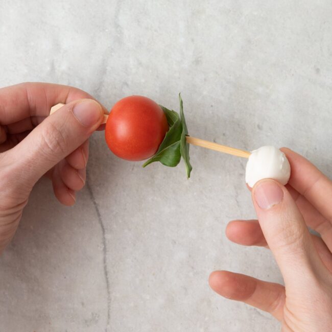 Easy Caprese Skewer Recipe With Fresh Mozzarella