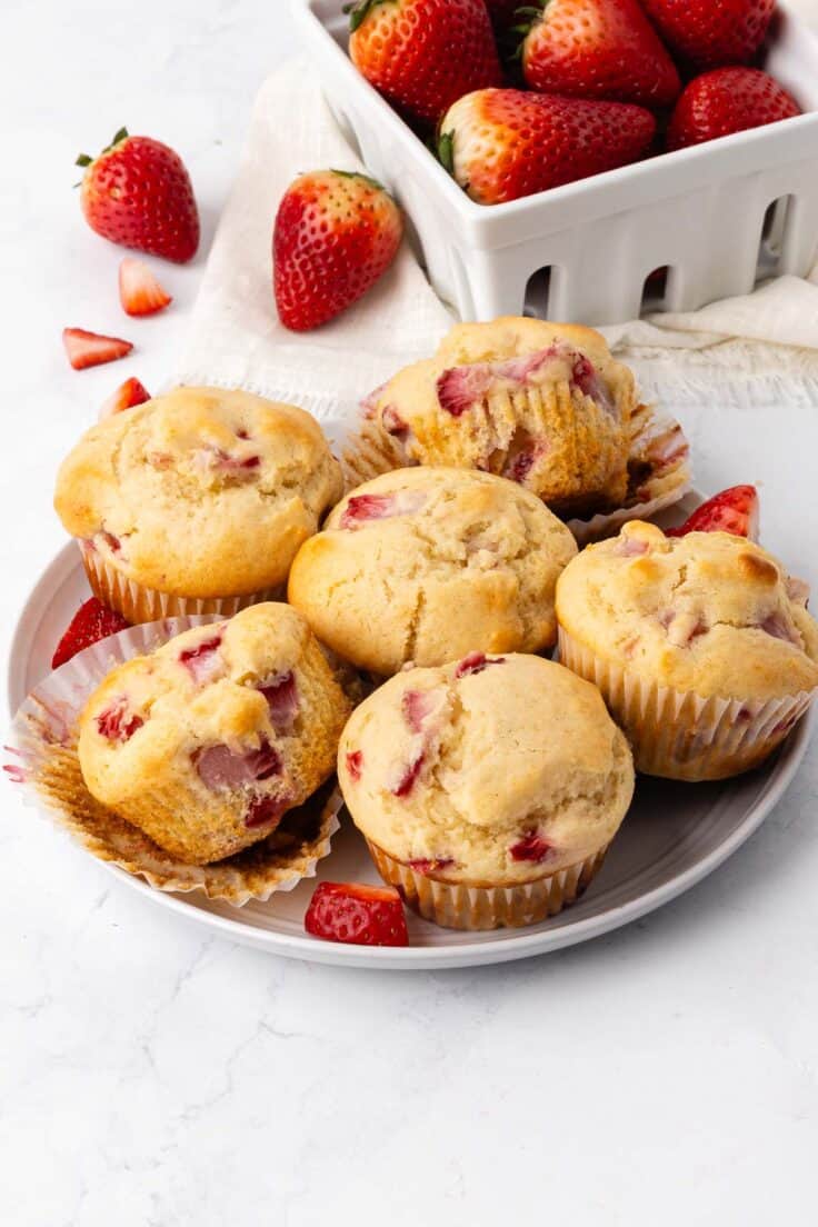 Fresh, Chunky Strawberry Muffins - Feel Good Foodie