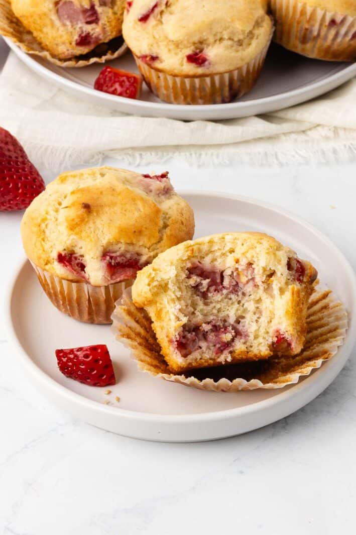 Fresh, Chunky Strawberry Muffins - Feel Good Foodie