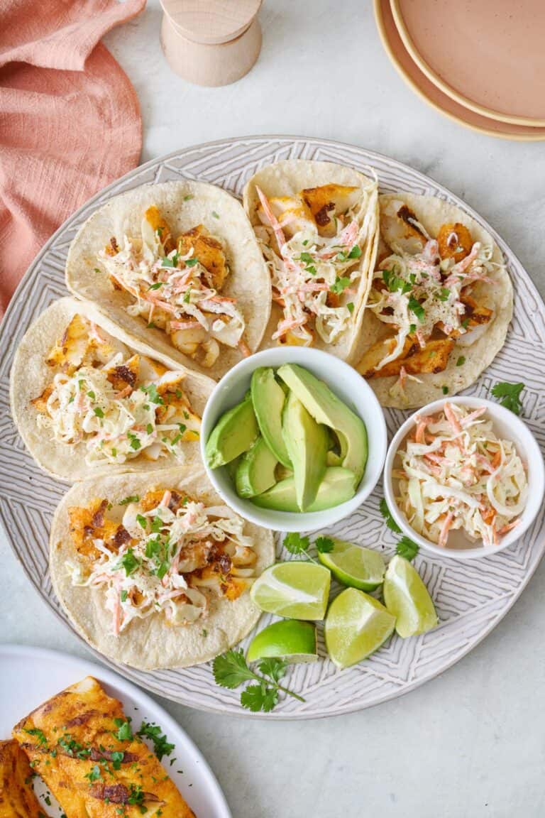 Marinated Grilled Shrimp Tacos {With Tangy Slaw} - Feel Good Foodie