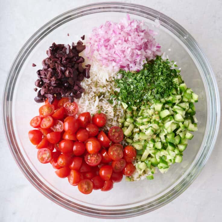 Mediterranean Rice Salad Recipe with Lemon Vinaigrette