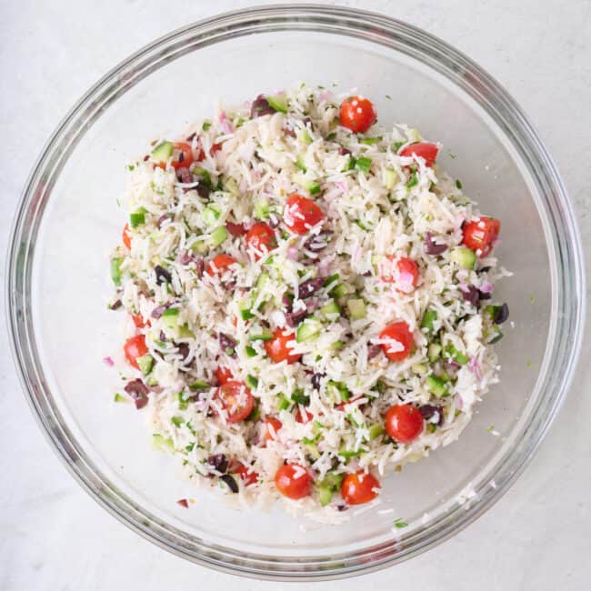 Mediterranean Rice Salad Recipe with Lemon Vinaigrette