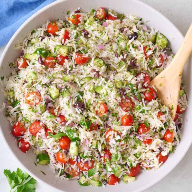 Mediterranean Rice Salad Recipe with Lemon Vinaigrette