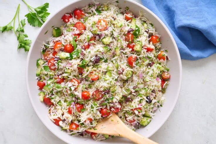 Mediterranean Rice Salad Recipe with Lemon Vinaigrette
