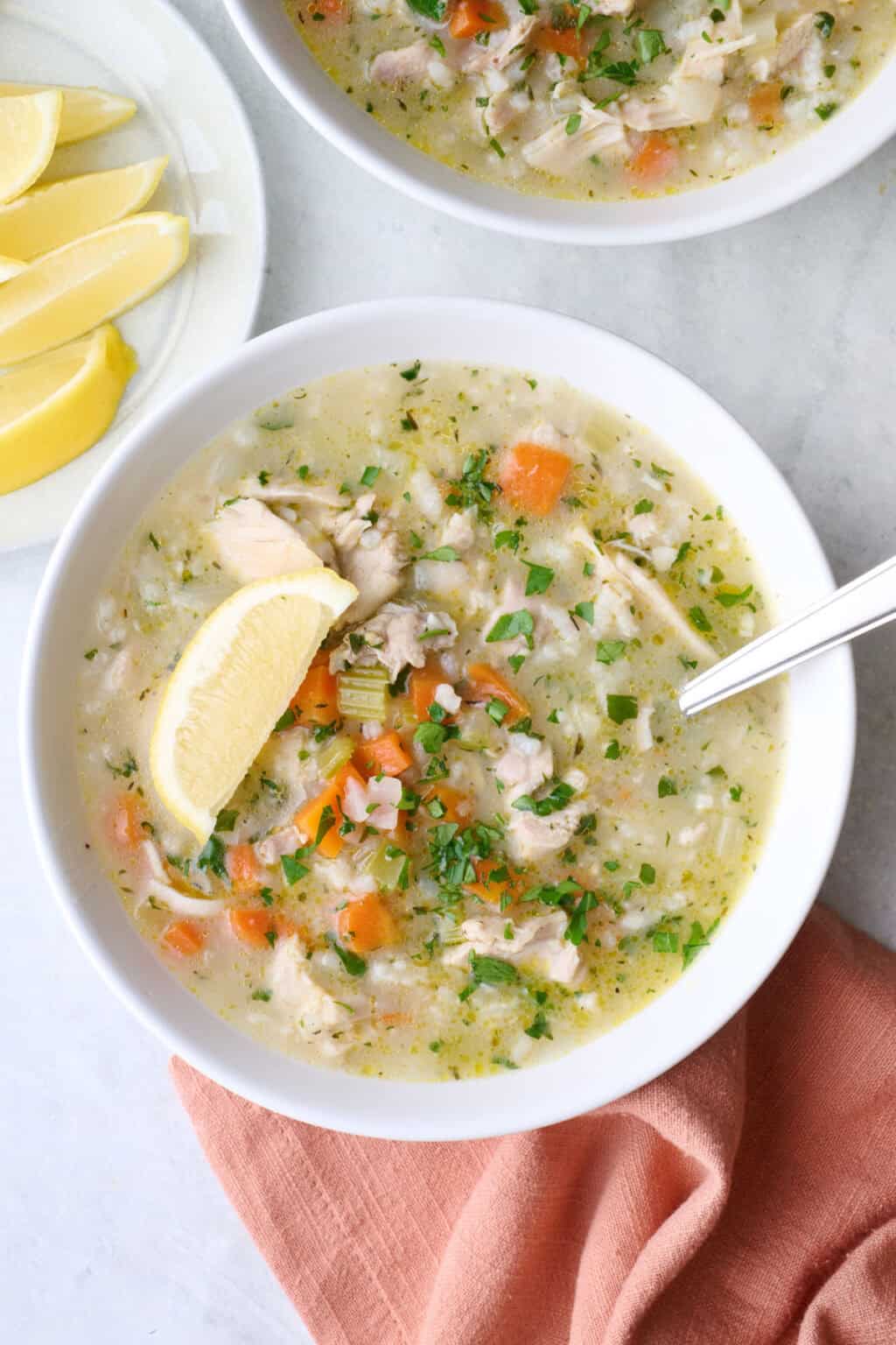 Chicken Lemon Rice Soup Recipe in a Homemade Lemony Broth