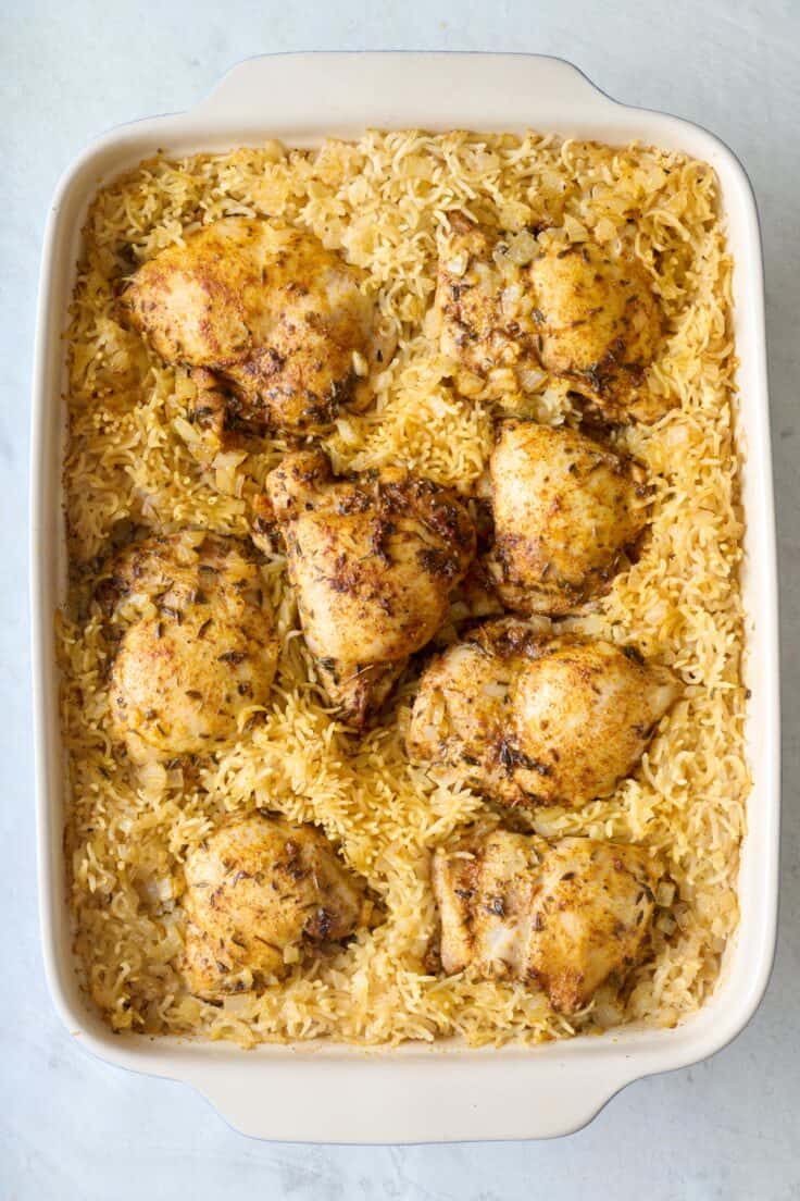 Oven Baked Chicken and Rice (Easy One-Pan Casserole)