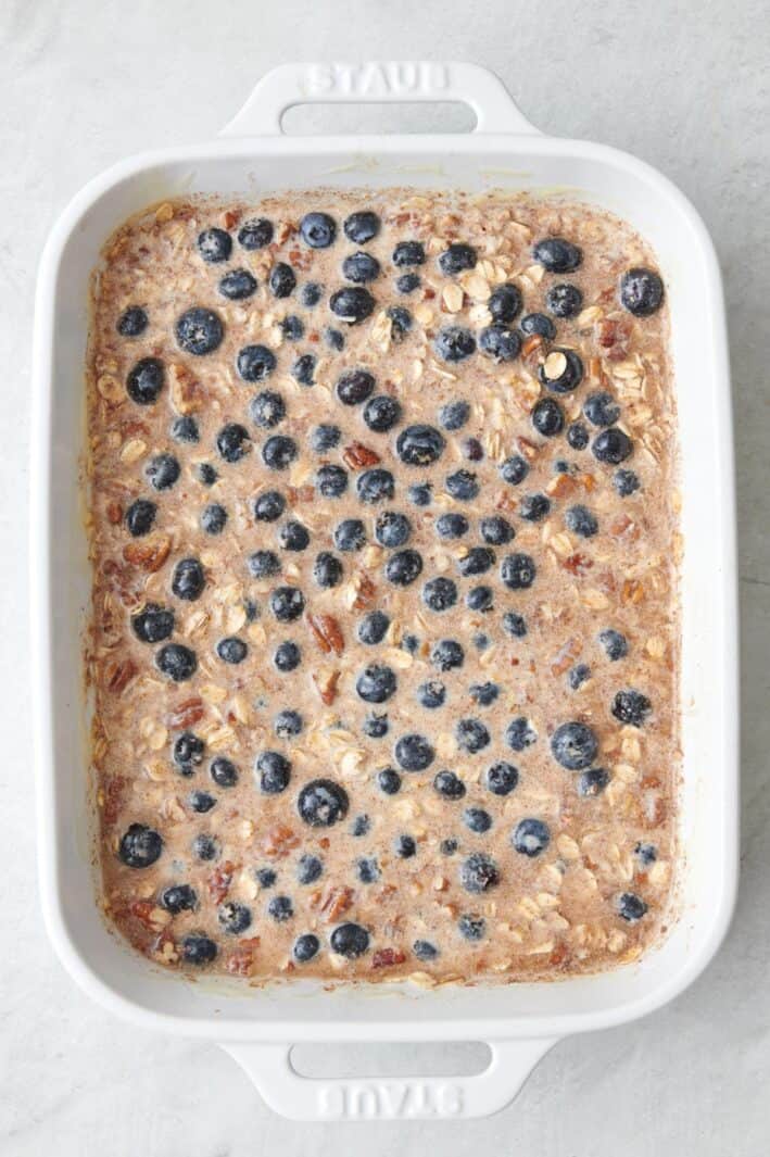 Easy Blueberry Baked Oatmeal Mix and Bake in One Pan