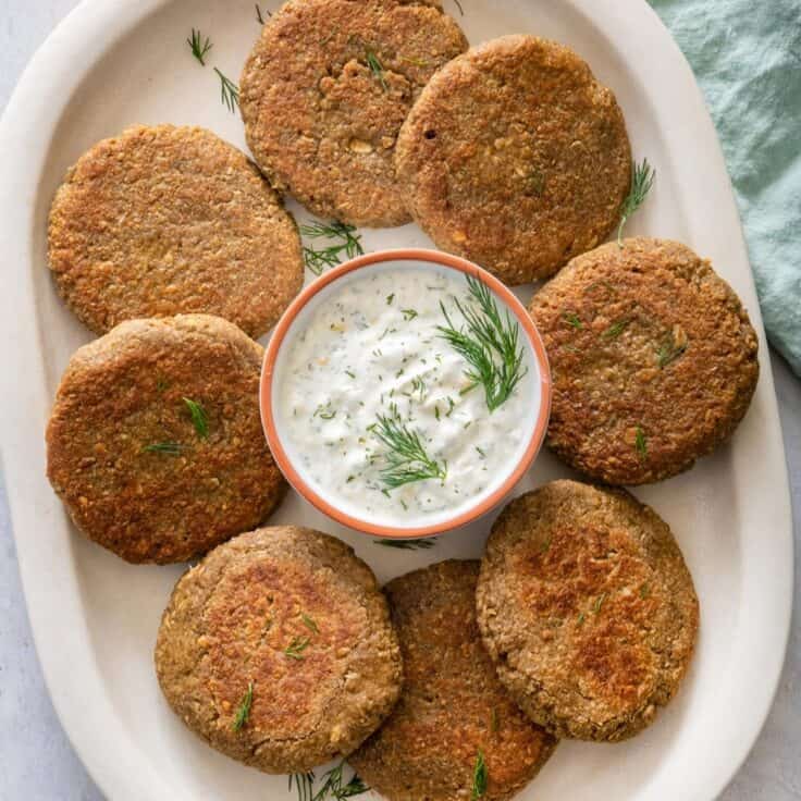 Lentil Cakes {With Dill Yogurt Dip!} - Feel Good Foodie