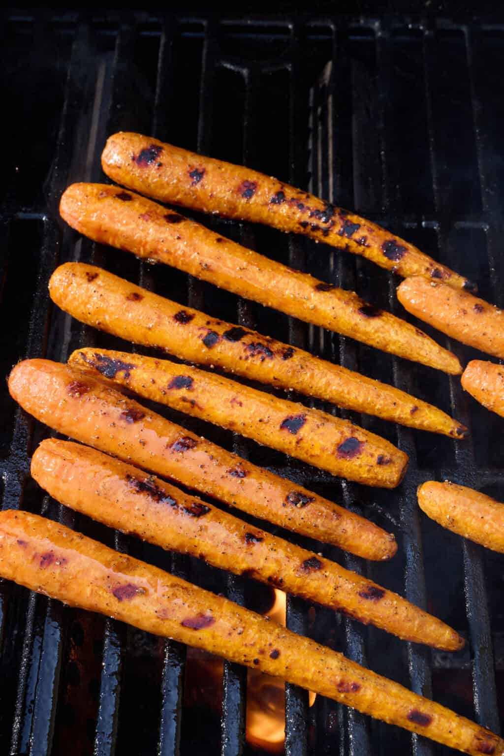 Simple Whole Grilled Carrots Seasoned and Topped With Lemon