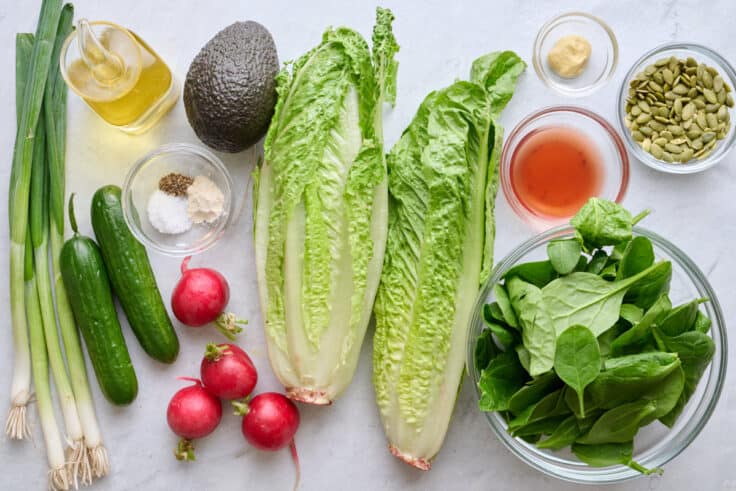 Simple Green Salad with Homemade 4-Ingredient Dressing