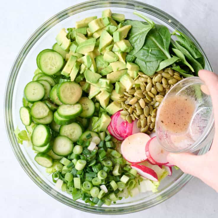 Simple Green Salad with Homemade 4-Ingredient Dressing