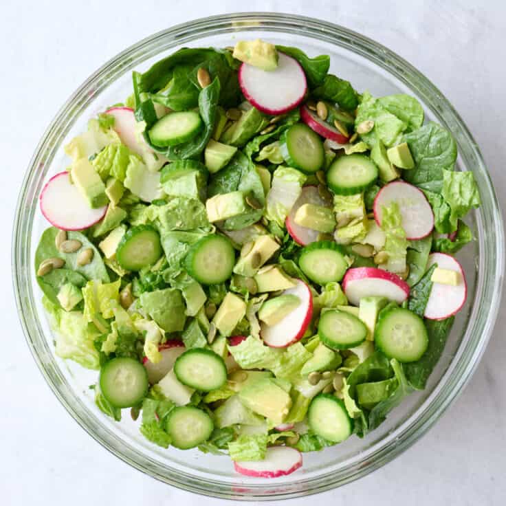 Simple Green Salad with Homemade 4-Ingredient Dressing