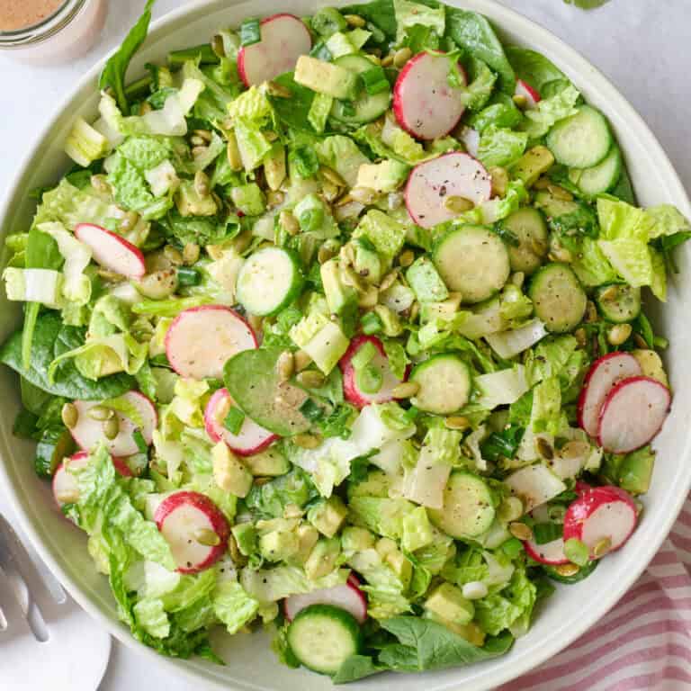 Simple Green Salad with Homemade 4-Ingredient Dressing