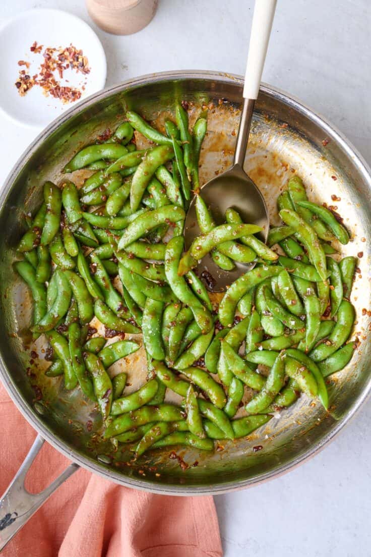 Spicy Edamame with Homemade Chili Sauce