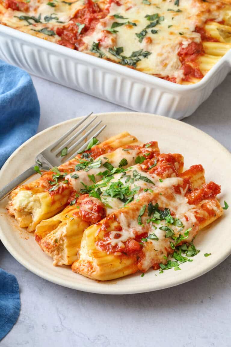 Manicotti Recipe Stuffed with 3 Cheeses