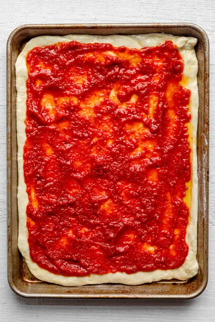 Sheet Pan Pizza Recipe with Crispy Crust