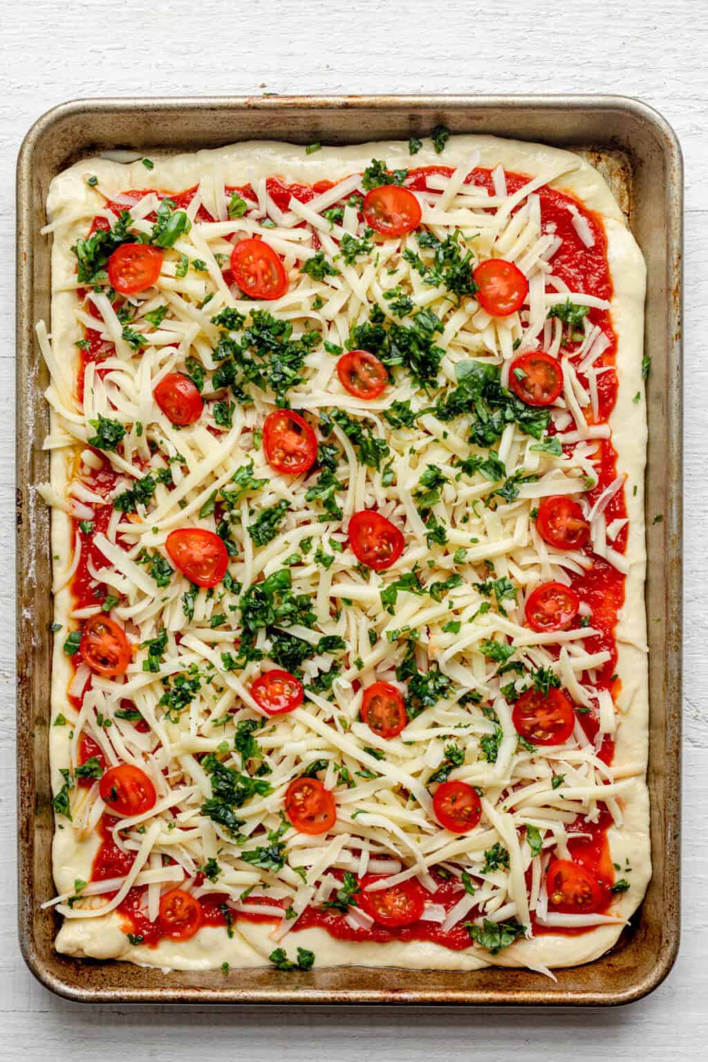 Sheet Pan Pizza Recipe with Crispy Crust